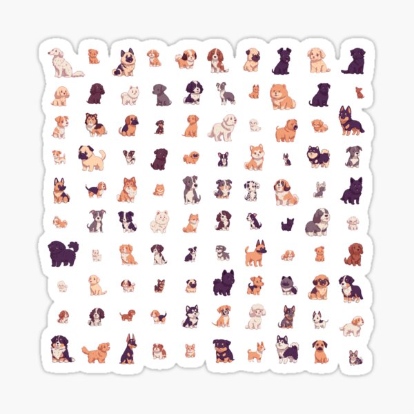 "100 dogs super pack *choose extra large*" Sticker for Sale by Yaragold ...