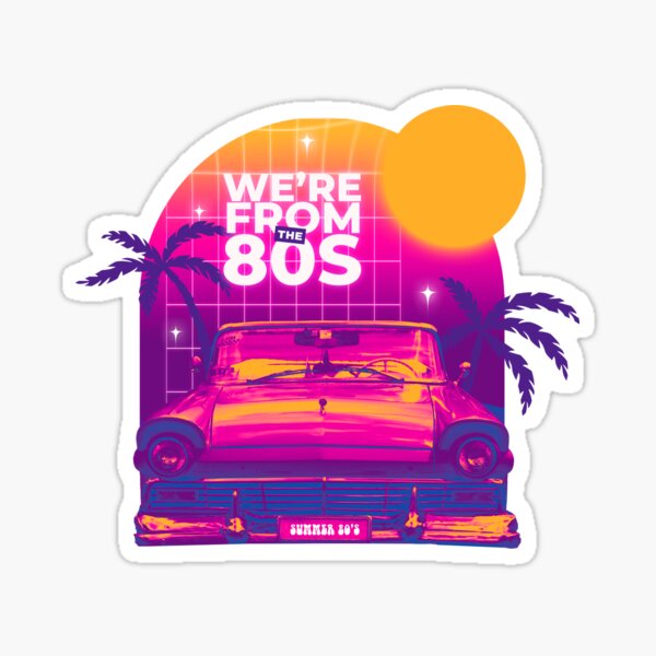 " 80s Retro Pink Cadillac on Summer Beach" Sticker for Sale by Seven ...