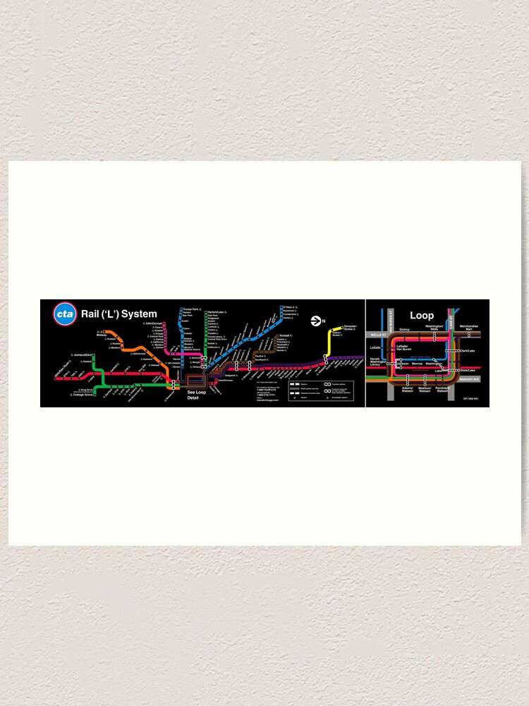 "CTA MAP BLACK" Art Print by ThePigshark | Redbubble
