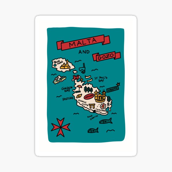 "Map Of Malta" Sticker for Sale by CascadePatterns | Redbubble