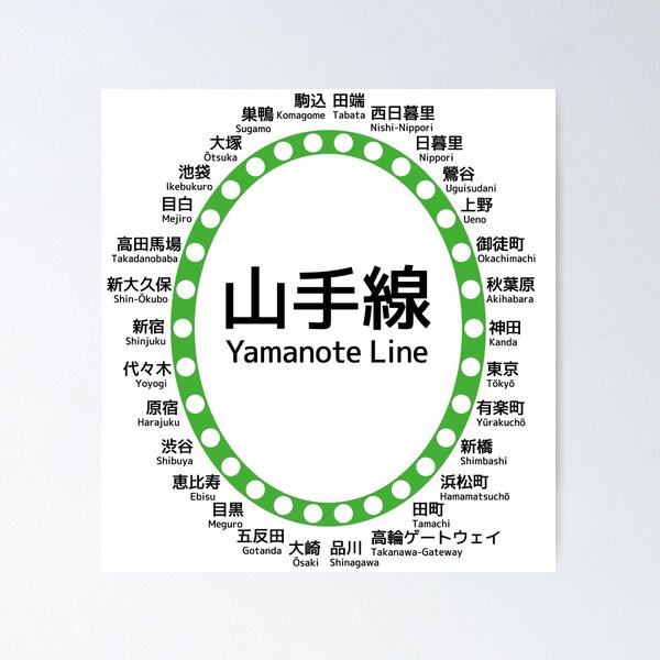 "Yamanote Line Route Map-山手線路線図-" Poster for Sale by TOKYOFLAGSTORE ...