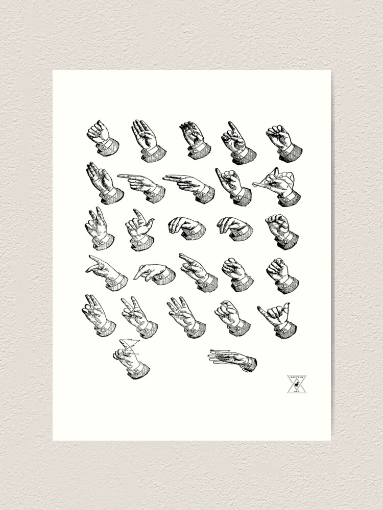 "ASL American Sign Language Vintage Alphabet Chart" Art Print by ...