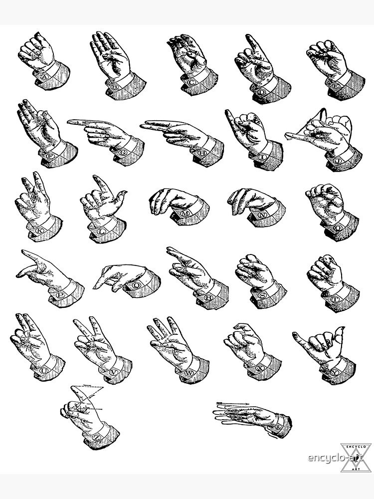 ASL American Sign Language Vintage Alphabet Chart Premium Matte ...