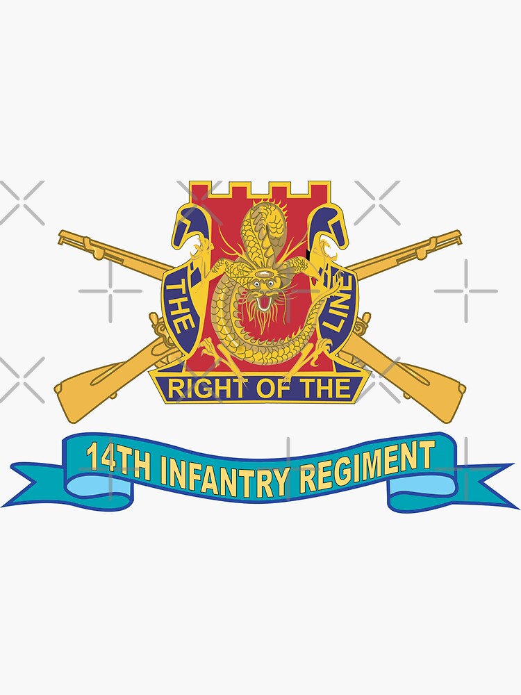 "Army - 14th Infantry Regiment w Br - SSI - Ribbon X 300" Sticker for ...