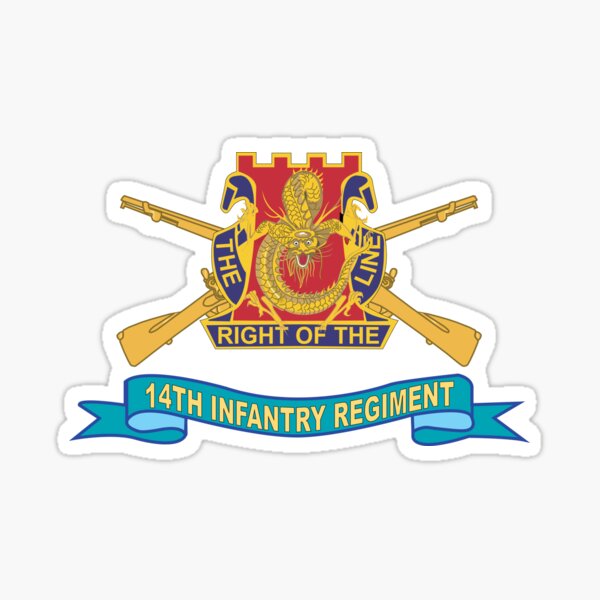 "Army - 14th Infantry Regiment w Br - SSI - Ribbon X 300" Sticker for ...