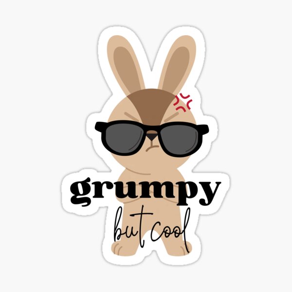 "Grumpy but Cool | Cute Bunny with Sunglasses" Sticker for Sale by ...