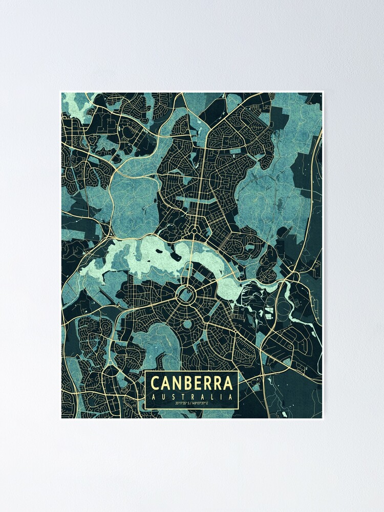 "Canberra City Map of Australia - Summer" Poster for Sale by deMAP ...