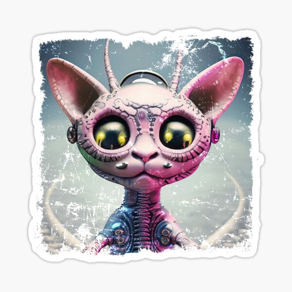 "VINTAGE PINK ALIEN KITTY" Sticker for Sale by Clifford Hayes | Redbubble
