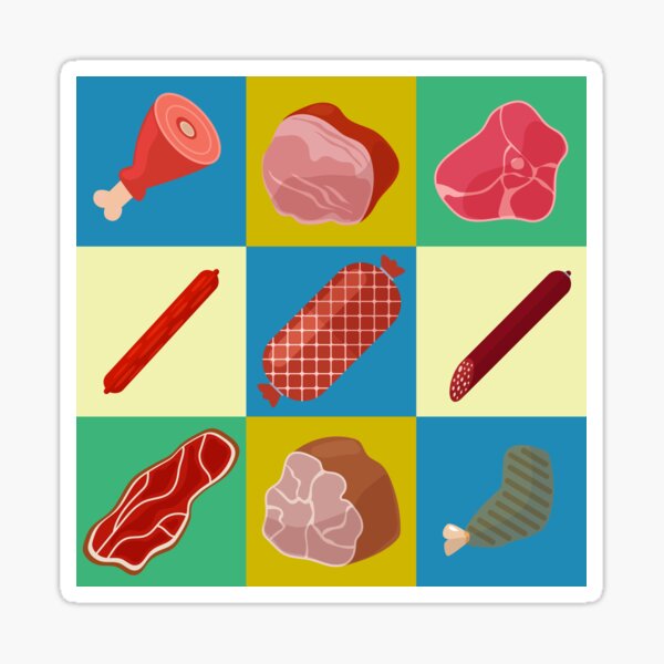 "Meat Icons Set. Butchery Icons. Meat Products. " Sticker by ivector ...
