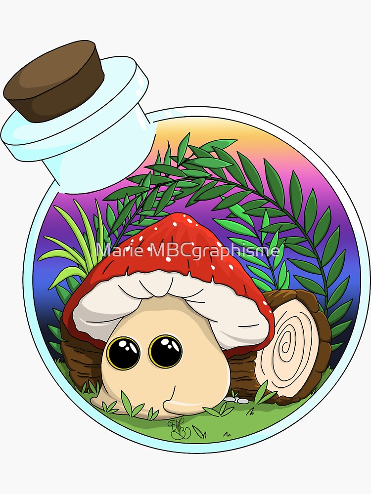 "Flask mushroom log" Stickerundefined by MarBellCrea | Redbubble