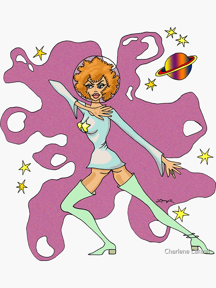 "Cosmic Ginger Space Girl" Sticker for Sale by Charlene Lanzel | Redbubble