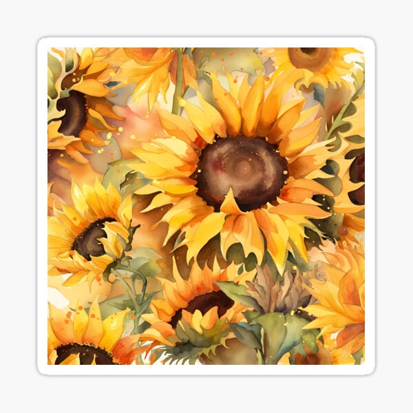 "Summer Sunflowers Botanical Watercolor Flowers" Sticker for Sale by ...