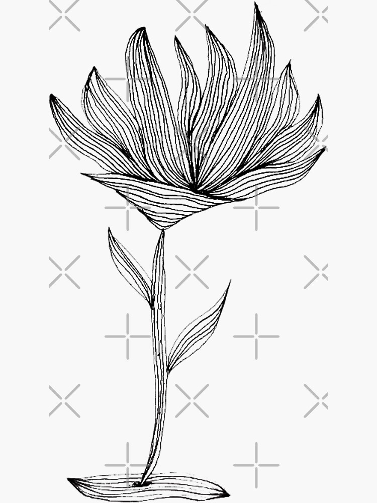 "Flower line art drawing " Sticker for Sale by primaiaart | Redbubble