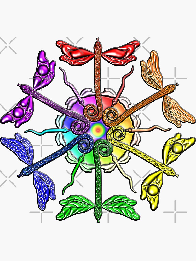 "Elemental Pixie Dragon Stained Glass Mandala " Sticker for Sale by FalcoSkyWolf | Redbubble