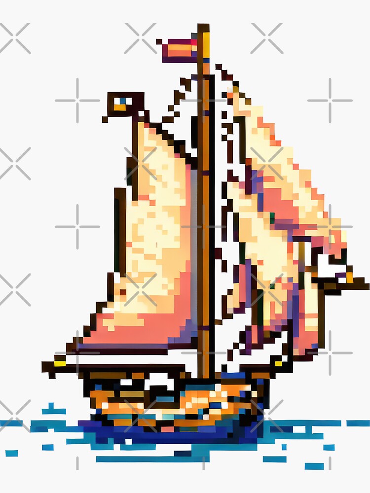 "Pixel Sail - calm and classic pixel art sailboat" Sticker for Sale by ...