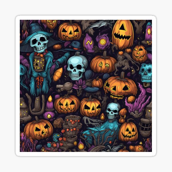 "xNightmare Frights: Seamless Halloween Horror Patterns" Sticker for ...