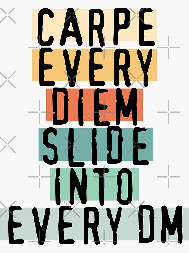 "Carpe Every Diem Slide Into Every DM" Sticker for Sale by humnoo ...