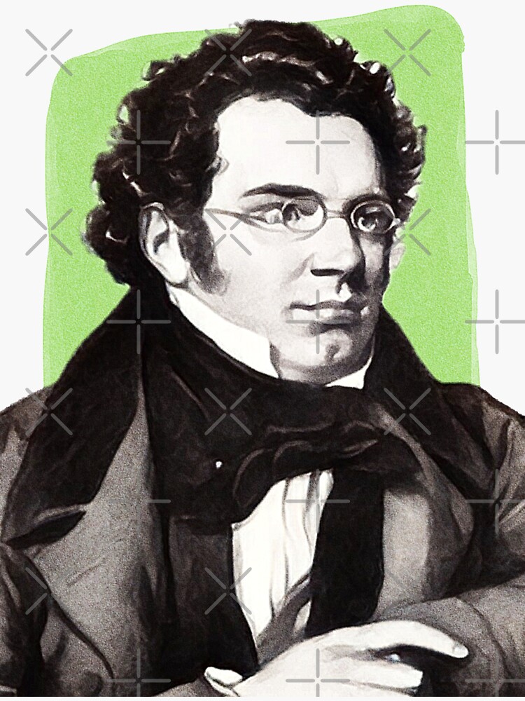 "Austrian Composer Franz Schubert - mint Green - illustration " Sticker ...