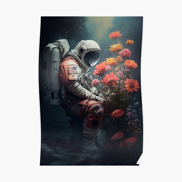 "Colourful Spaceman And Flowers - Astronaut Artwork" Poster for Sale by ...