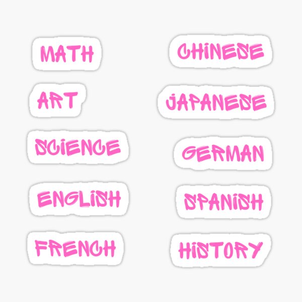 "School Subject labels Sticker Pack" Sticker for Sale by caileag ...