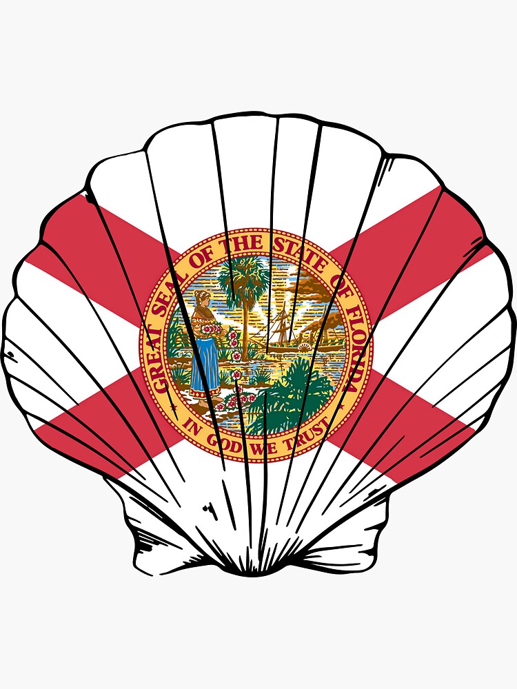 "Florida Flag Scallop Shell" Sticker for Sale by bareilly099 | Redbubble