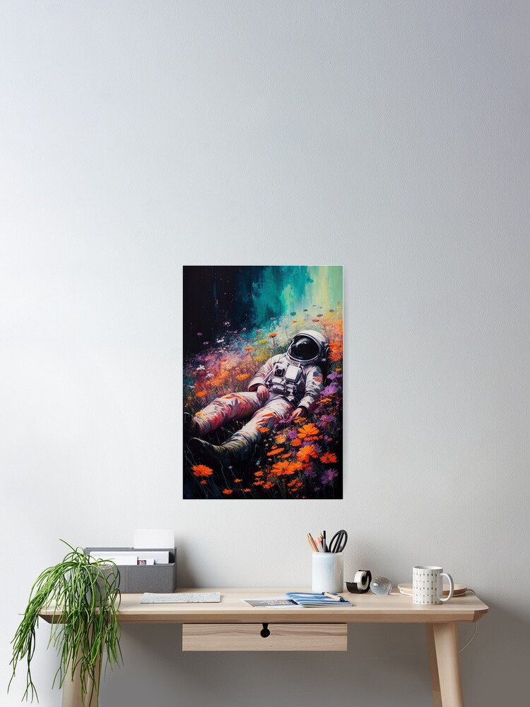 "Spaceman Laying In Flowers Painting" Poster for Sale by LukesDrawings ...