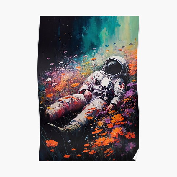 "Spaceman Laying In Flowers Painting" Poster for Sale by LukesDrawings ...