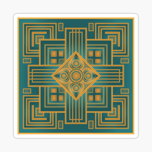 "1920's Art Deco Teal and Gold Panel" Sticker for Sale by Chele ...
