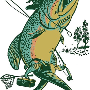 "trout in trousers fishing guide" Sticker for Sale by TulpaPrints ...