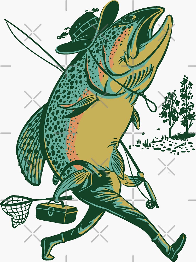"trout in trousers fishing guide" Sticker for Sale by TulpaPrints ...