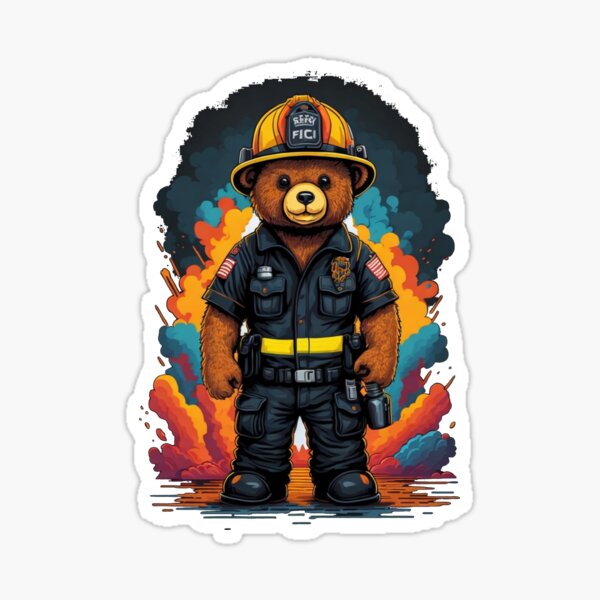 "Firefighting Teddy Bear" Sticker for Sale by Majkel & Majkel | Redbubble