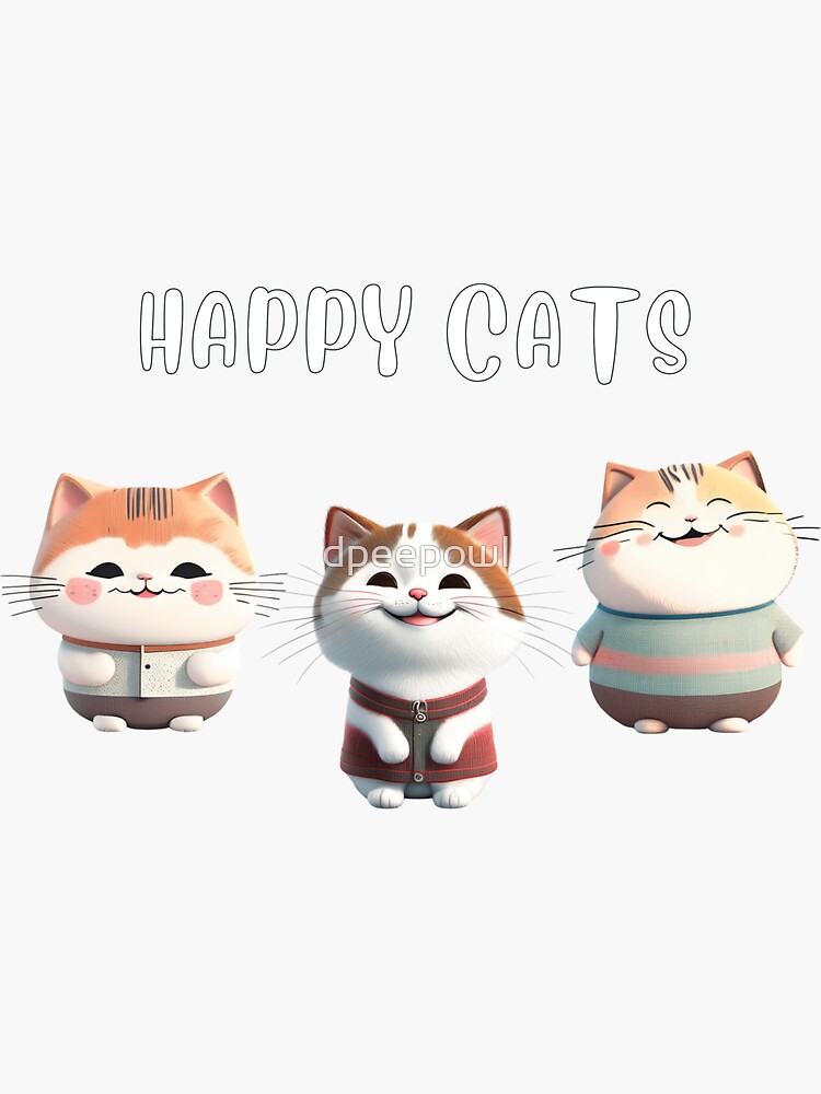 "Happy Cat - Cute Cat Illustration" Sticker for Sale by dpeepowl ...