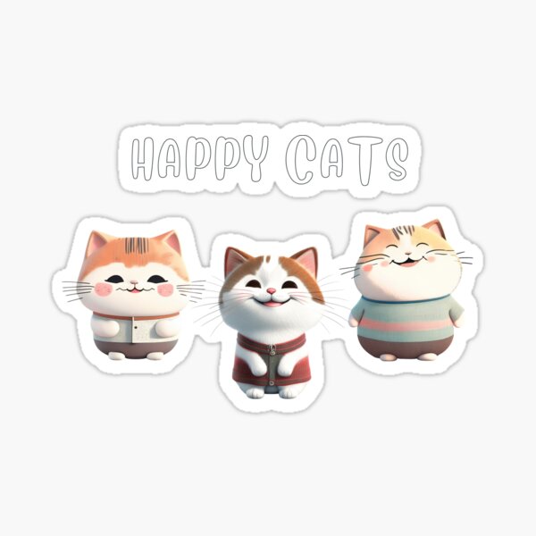 "Happy Cat - Cute Cat Illustration" Sticker for Sale by dpeepowl ...