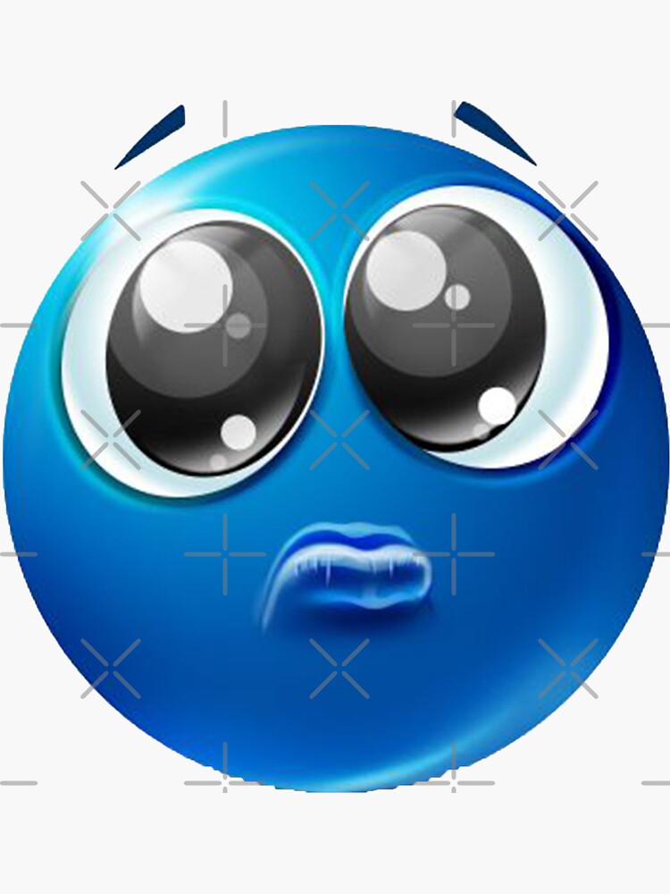 Blue Sad Smiley Faces Cold Face Emoji Realistic, Emoji, Cold Face