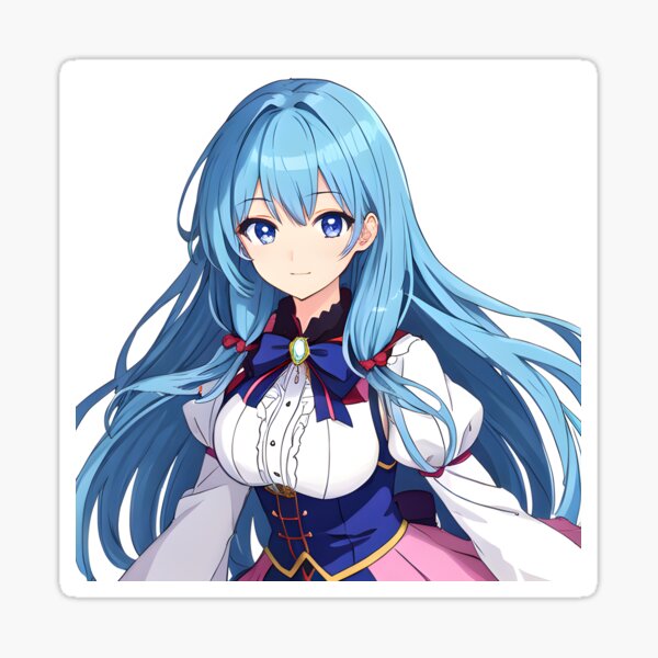 "So cute anime girl with blue hair" Sticker for Sale by BeMe1986 ...