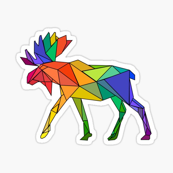 "Rainbow Moose" Sticker by aka-alby | Redbubble