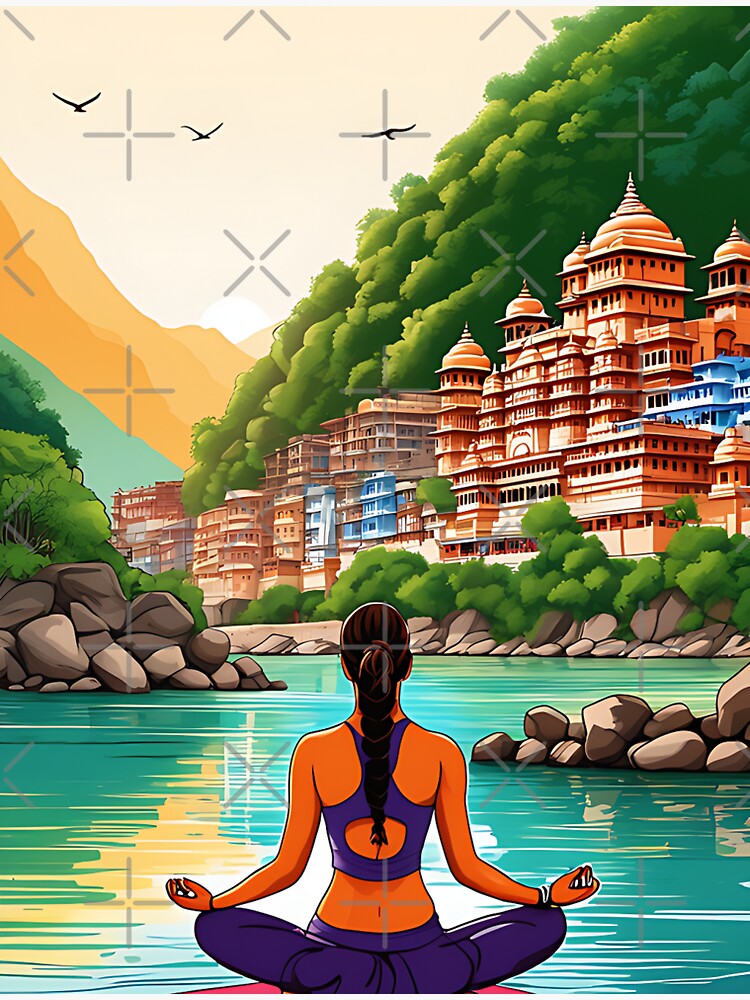 "Yoga in Rishikesh (India)" Sticker for Sale by Art DNA | Redbubble