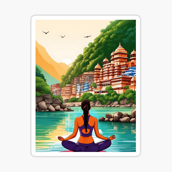 "Yoga in Rishikesh (India)" Sticker for Sale by Art DNA | Redbubble
