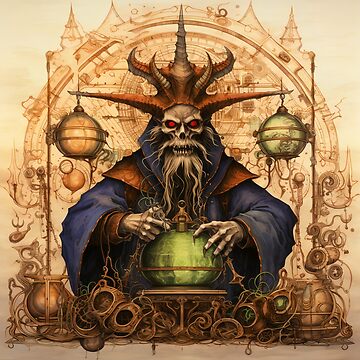 "Baphomet as the Master Alchemist: Medieval Watercolor Parchment ...