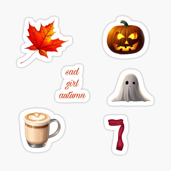 "Aesthetic Fall/Autumn Sticker Pack with pumpkin, ghost, scarf, and ...