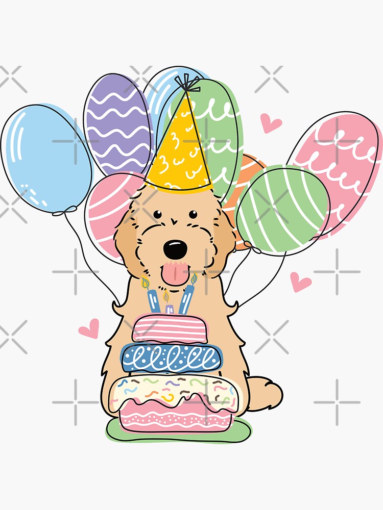 "Apricot Cockapoo Cavapoo Birthday Party" Sticker for Sale by ...