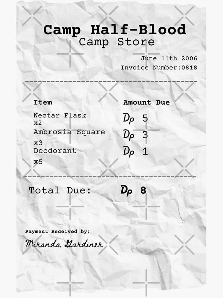 "Camp Store Receipt-Quest Edition" Sticker for Sale by KaraDunbar ...
