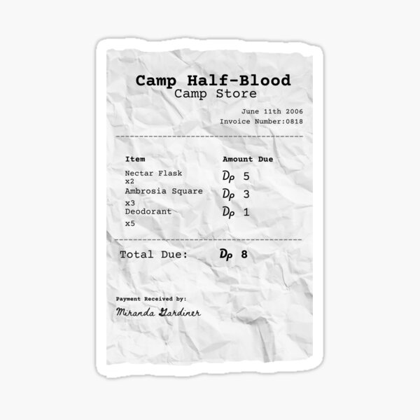 "Camp Store Receipt-Quest Edition" Sticker for Sale by KaraDunbar ...