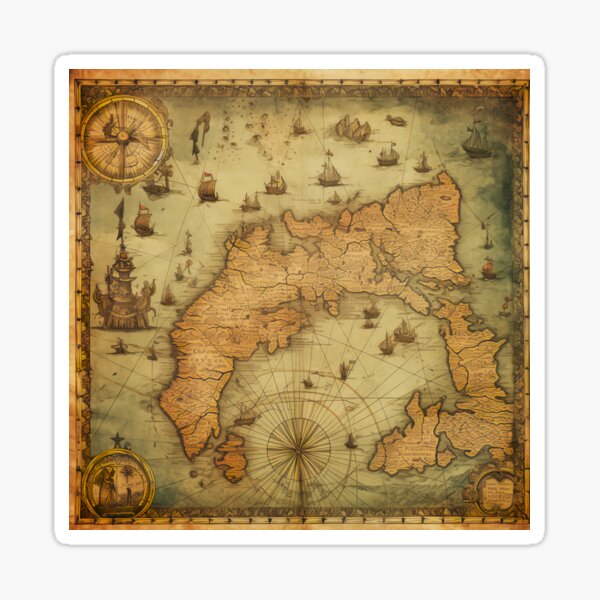 "Ancient Old Maps" Sticker for Sale by BrandonArtWorld | Redbubble