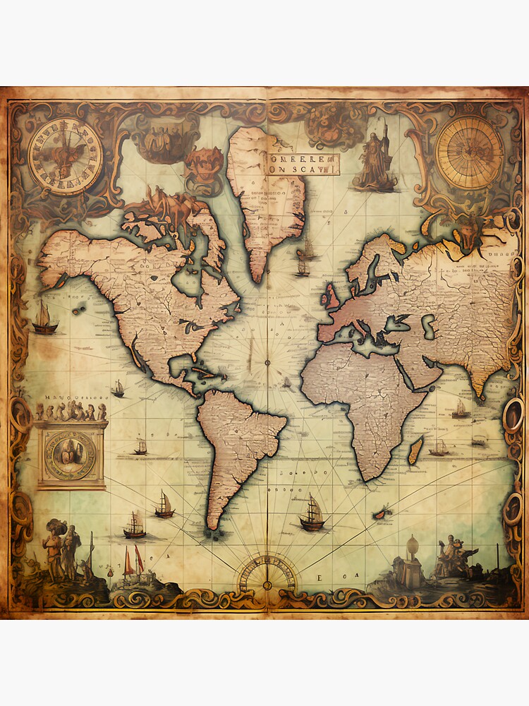 "Ancient Old Maps" Sticker for Sale by BrandonArtWorld | Redbubble