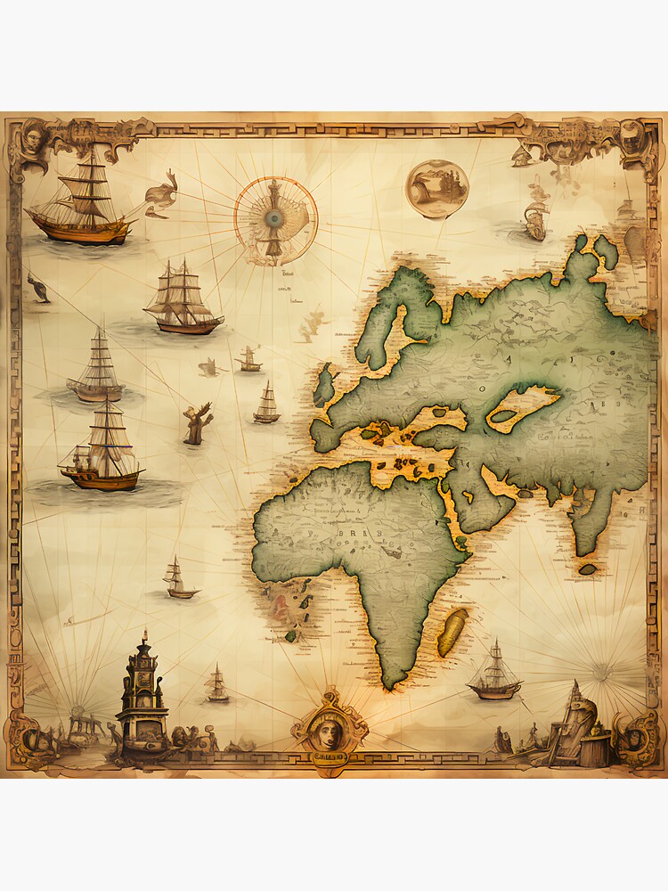 "Ancient Old Maps" Sticker for Sale by BrandonArtWorld | Redbubble