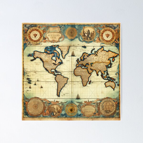 "Ancient Old Maps" Poster for Sale by BrandonArtWorld | Redbubble