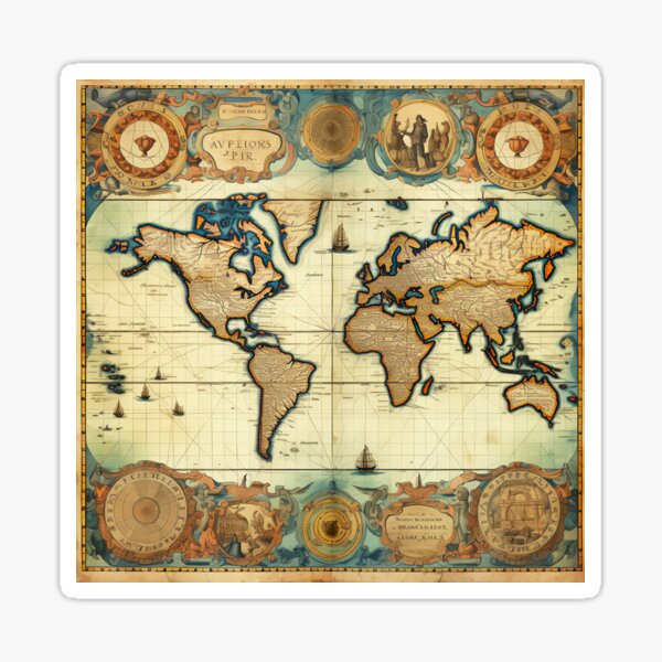"Ancient Old Maps" Sticker for Sale by BrandonArtWorld | Redbubble