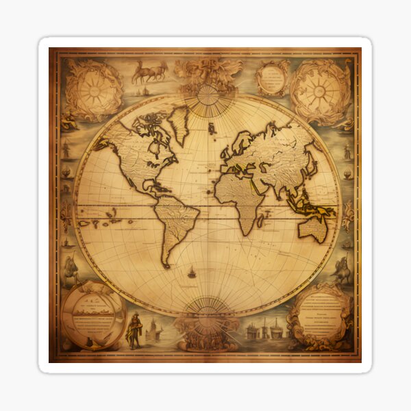 "Ancient Old Maps" Sticker for Sale by BrandonArtWorld | Redbubble