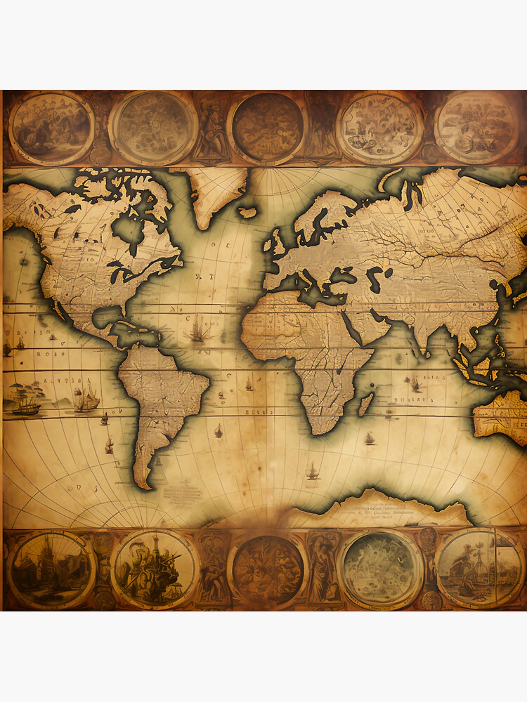 "Ancient Old Maps" Sticker for Sale by BrandonArtWorld | Redbubble